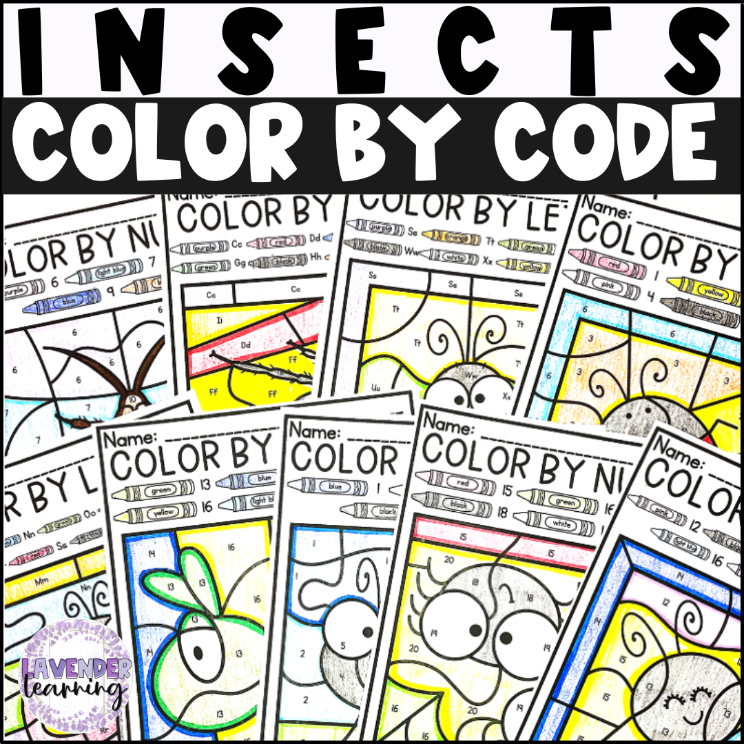 Bug & Insect Color by Code - Insect Color by Number - Insect Color by ...