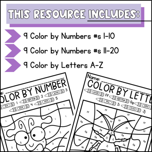 Bug & Insect Color by Code - Insect Color by Number - Insect Color by ...