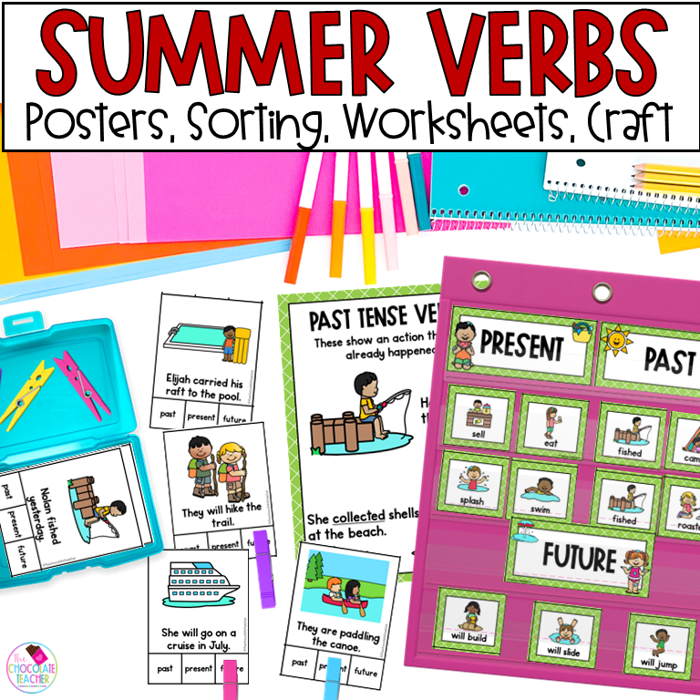 Verbs with Posters, Sorting, Clip Cards, Grammar Worksheets | Made By ...