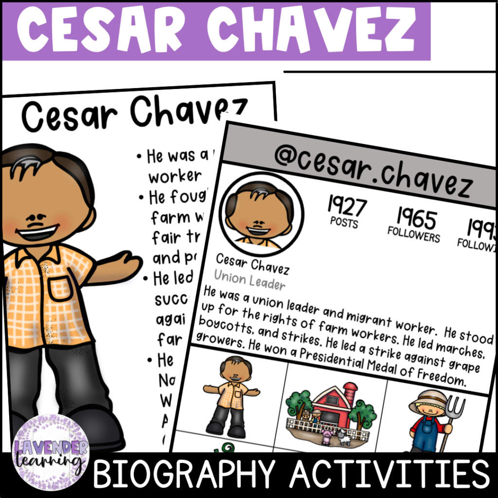 Cesar Chavez Biography Activities, Worksheets, & Flip Book - Cesar ...