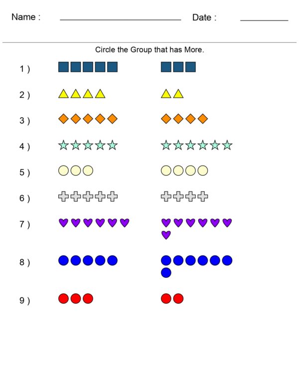 Greater Than Less Than - Comparing Shapes Worksheets | Made By Teachers