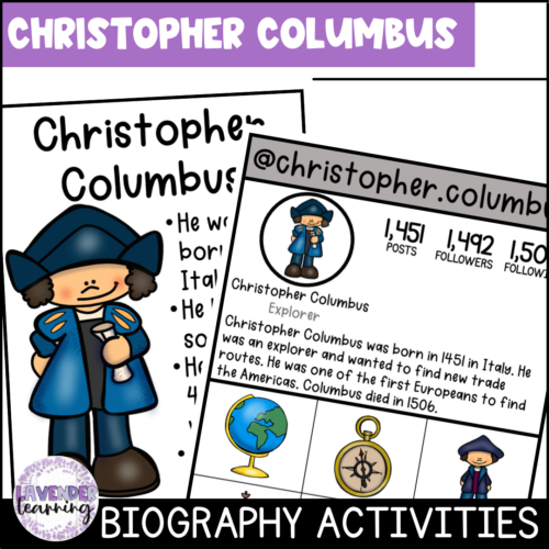 Christopher Columbus Biography Activities for Kindergarten & 1st Grade ...