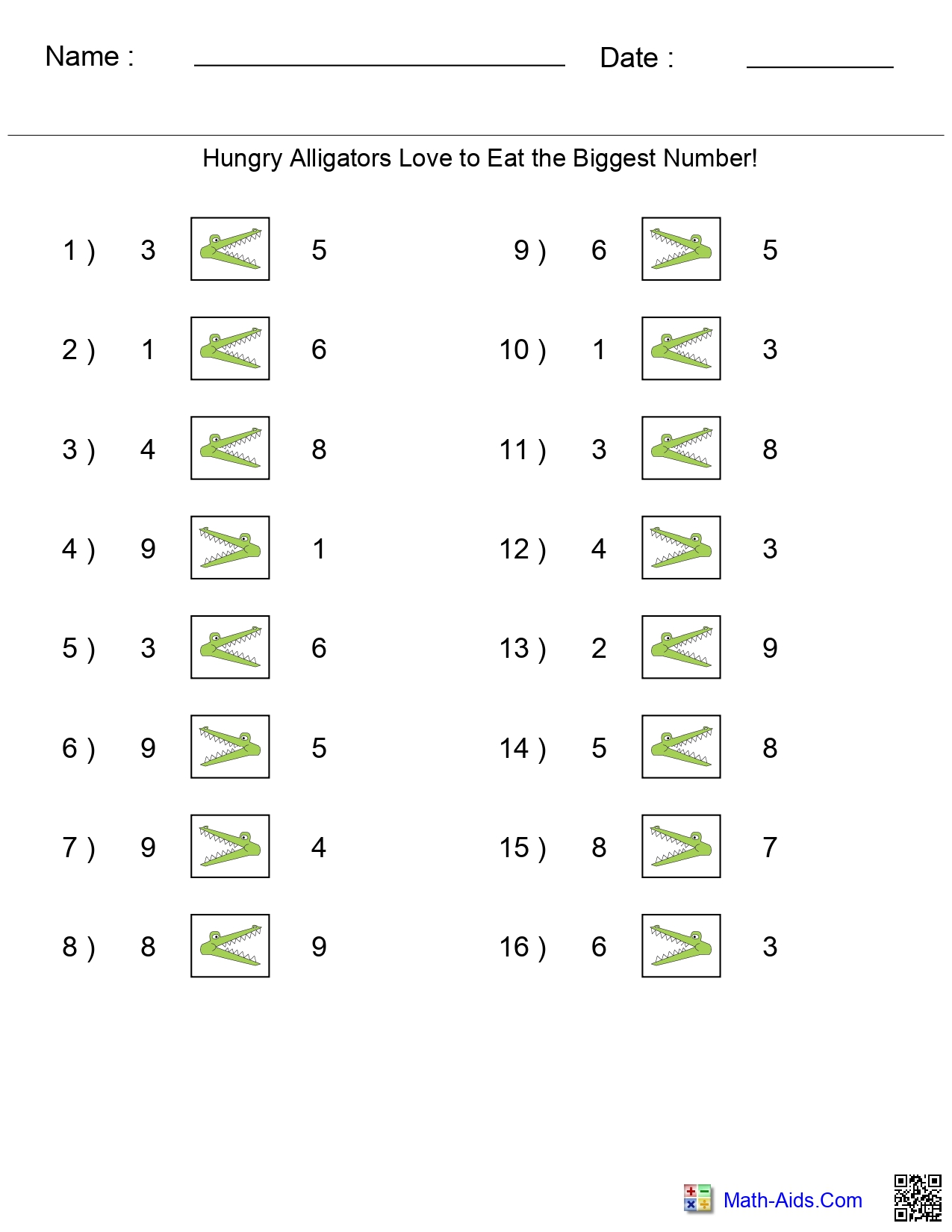Greater Than Less Than - Kindergarten Comparison Integers Worksheets ...