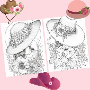 Flower Hat Coloring Book for Adult | Made By Teachers