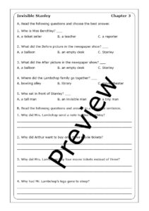 Jeff Brown "Invisible Stanley" worksheets | Made By Teachers