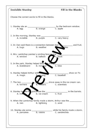 Jeff Brown "Invisible Stanley" worksheets | Made By Teachers