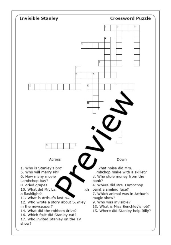 Jeff Brown "Invisible Stanley" worksheets | Made By Teachers