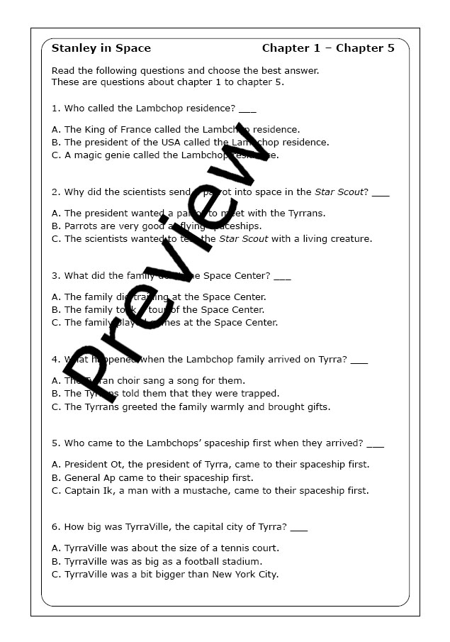 Jeff Brown "Stanley in Space" worksheets | Made By Teachers