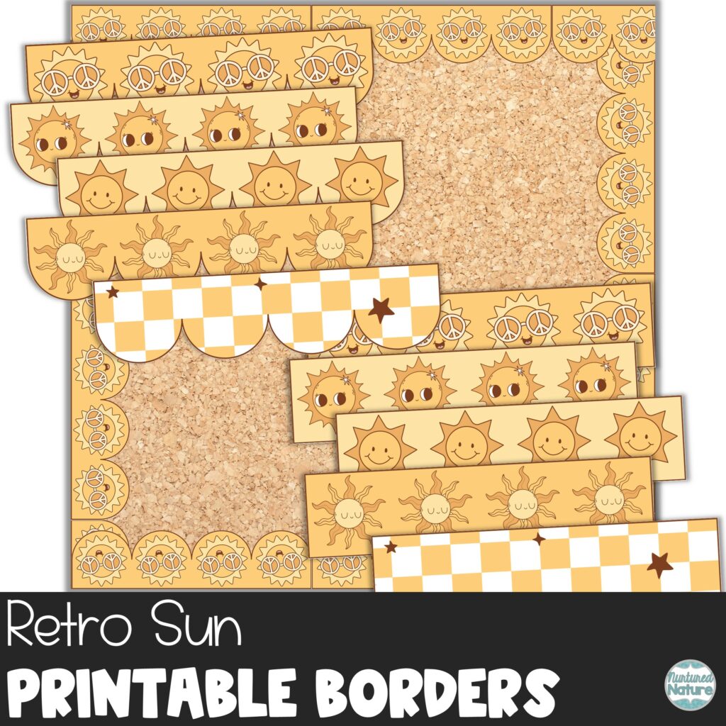 Summer Bulletin Board Border Printable - Retro Sun and Checkerboard ...