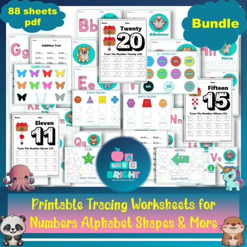 Printable Tracing Worksheets for Numbers Alphabet Shapes & More | Made ...