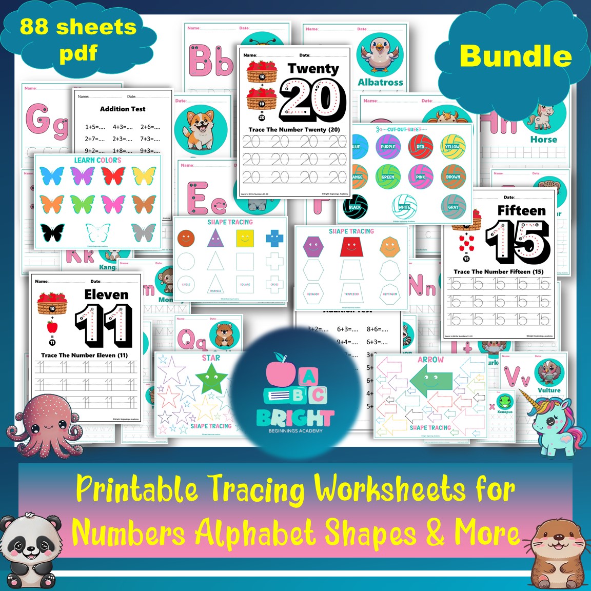 Printable Tracing Worksheets for Numbers Alphabet Shapes & More | Made ...
