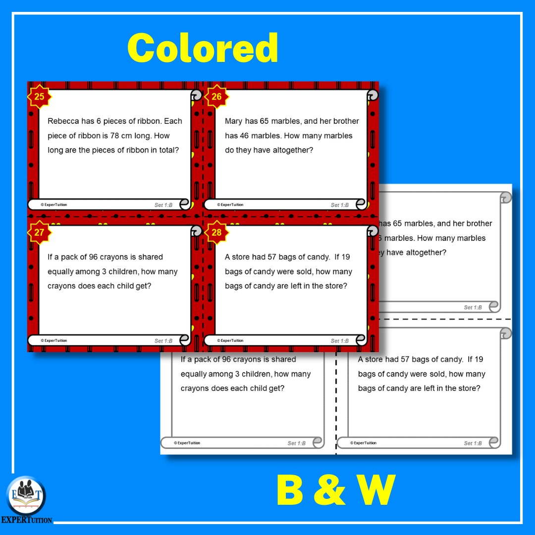 One Step Word Problem All Operations Task Cards – Set 1 | Made By Teachers