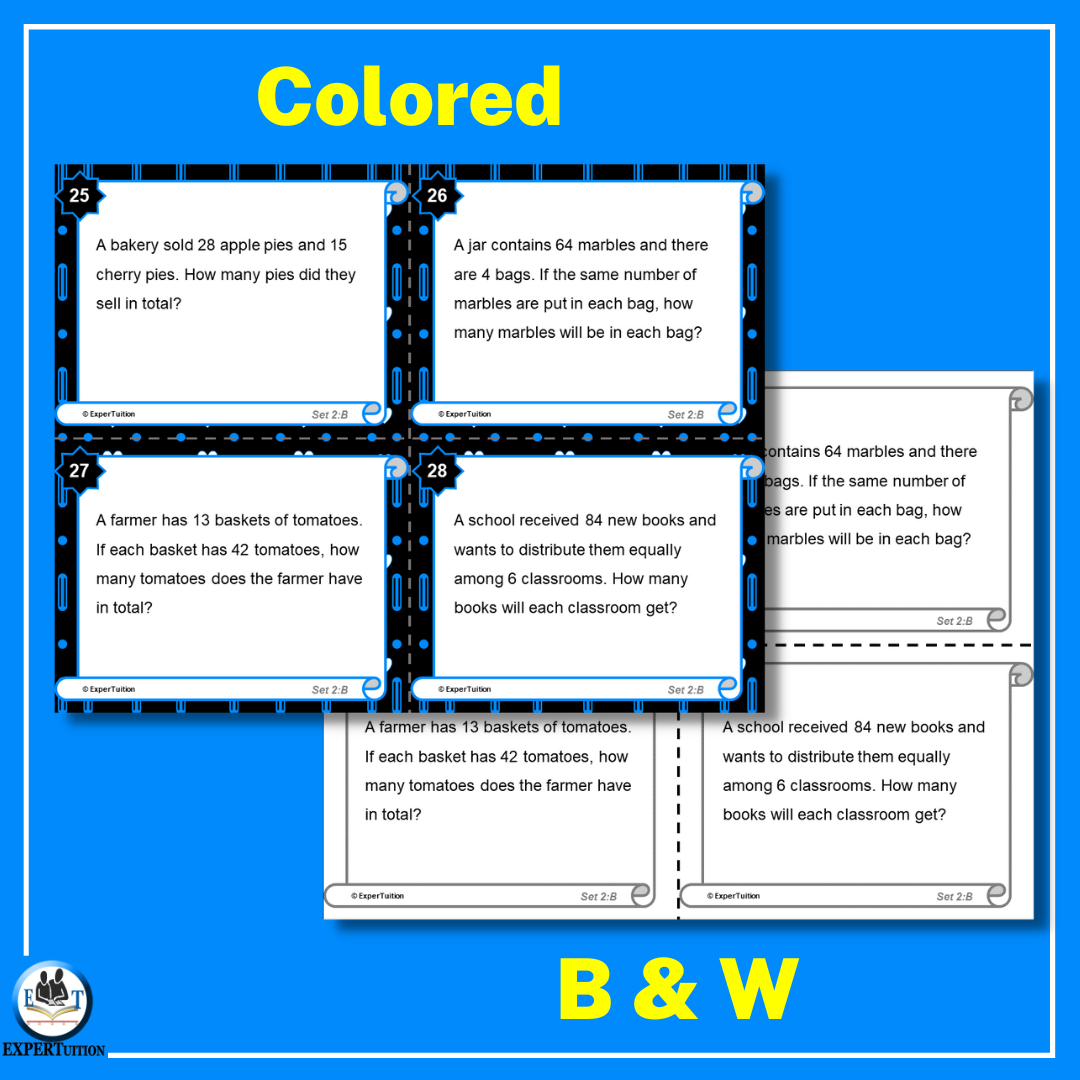 One Step Word Problem Task Cards – Set 2 | Add, Subtract, Multiply or ...