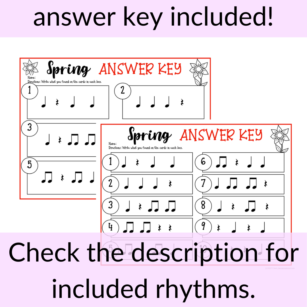 Quarter Rest Spring Rhythm Write the Room in General Music Class | Made ...