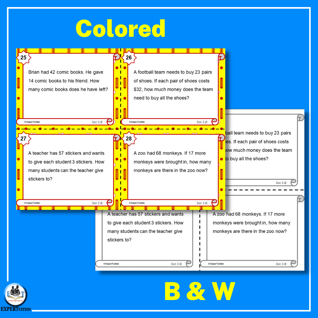 One Step Word Problem Task Cards – Set 3 | Add, Subtract, Multiply or ...
