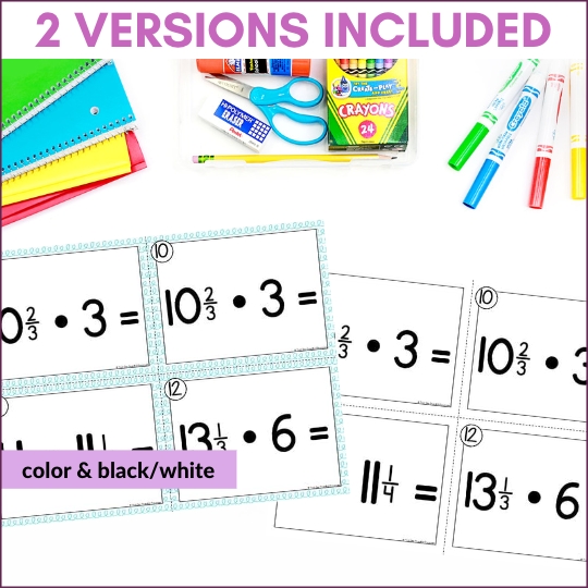 5th Grade Multiplying Mixed Numbers by Whole Numbers Task Cards | Made ...