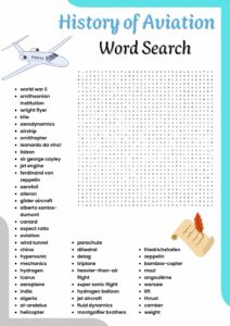 History of Aviation word search Puzzle worksheet activities for kids ...