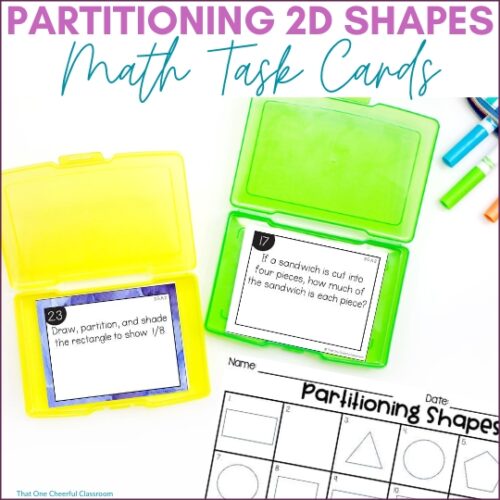 3rd Grade Partitioning 2D Shapes Math Task Cards | Made By Teachers