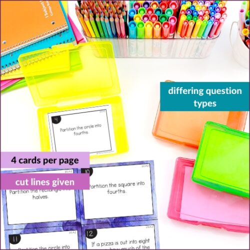 3rd Grade Partitioning 2D Shapes Math Task Cards | Made By Teachers