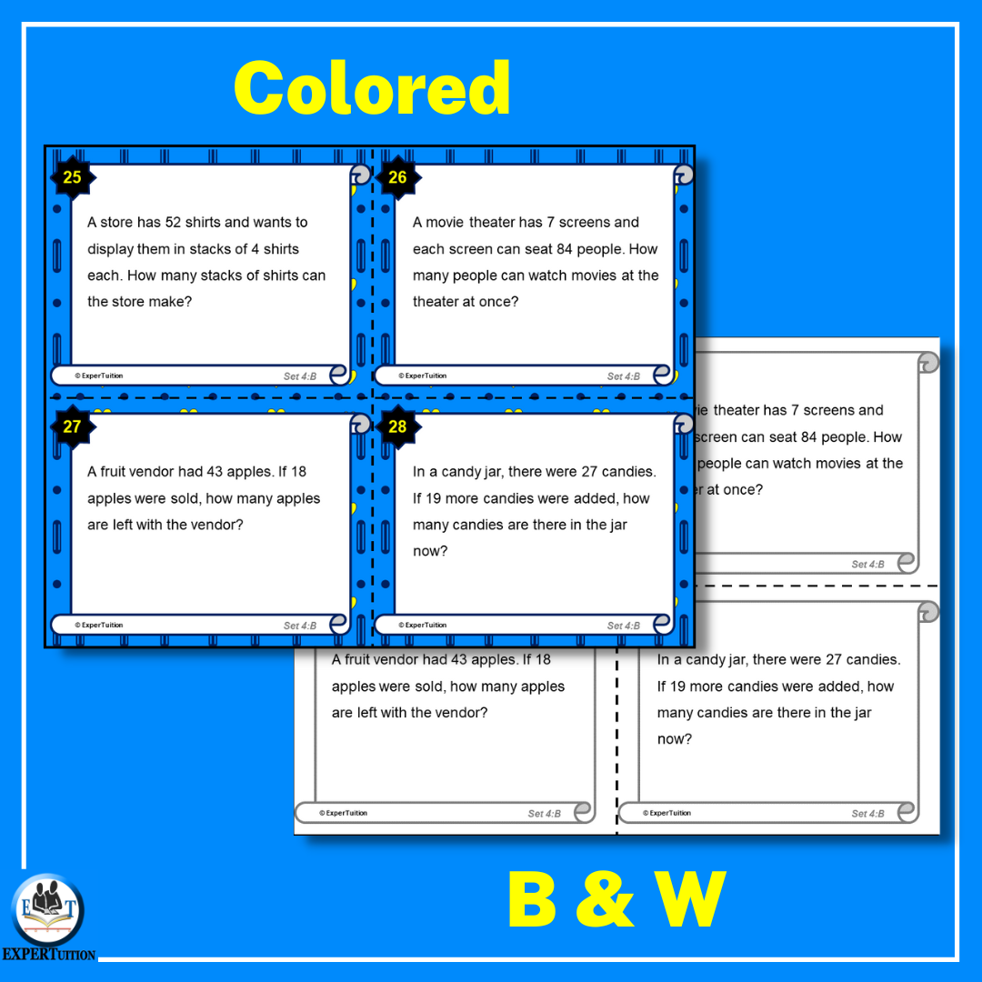 One Step Word Problems All Operations Task Cards – Set 4 | Made By Teachers