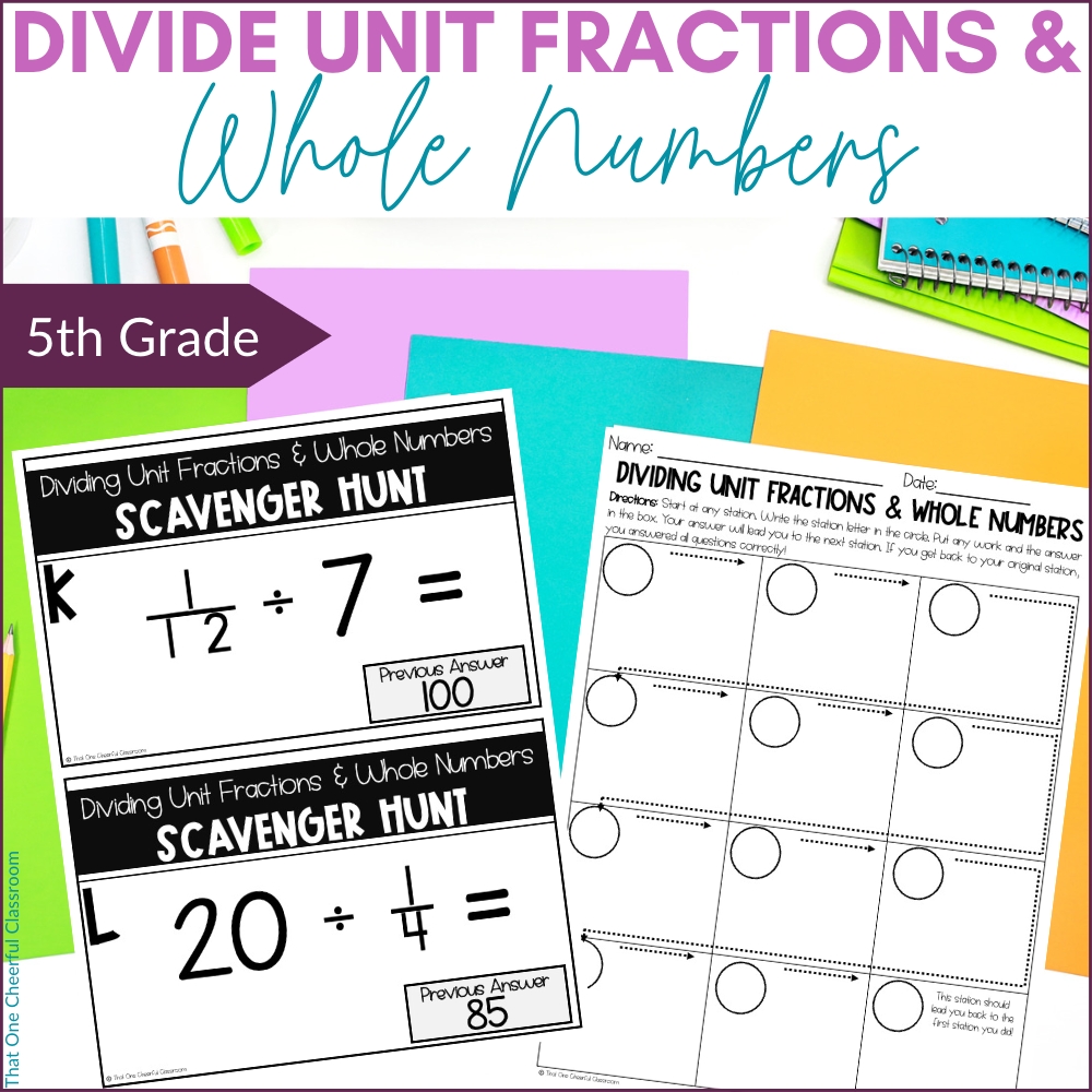 5th Grade Dividing Unit Fractions And Whole Numbers Scavenger Hunt