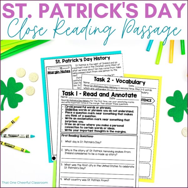 St. Patrick's Day History Close Reading Comprehension Passage Unit ...