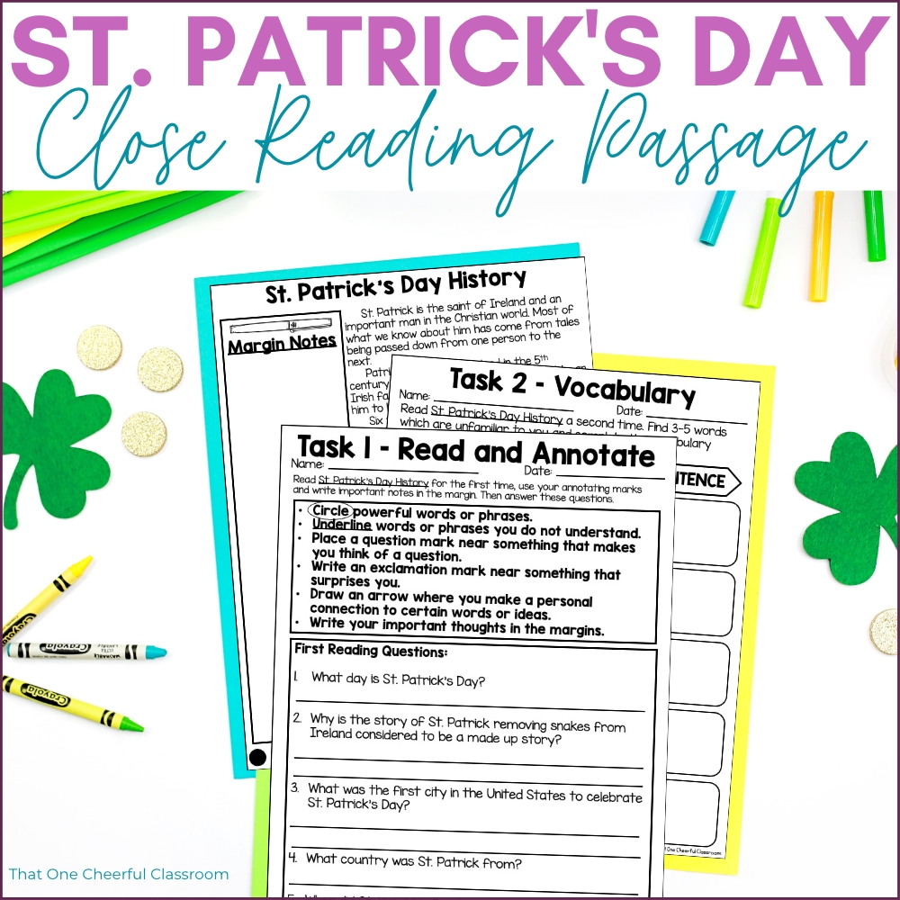 St. Patrick's Day History Close Reading Comprehension Passage Unit ...