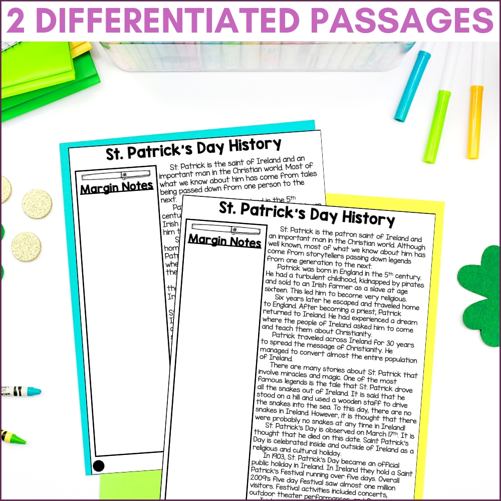 St. Patrick's Day History Close Reading Comprehension Passage Unit ...