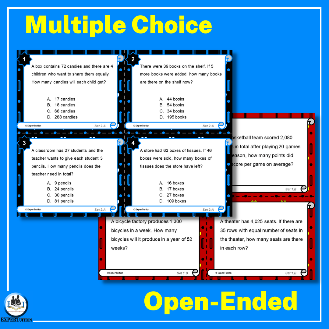 One Step Word Problems Task Cards Bundle | Add, Subtract, Multiply or ...