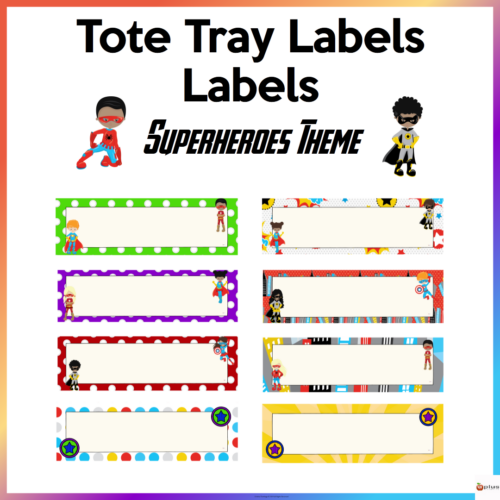 Superhero Theme Tote Tray Labels - Made By Teachers