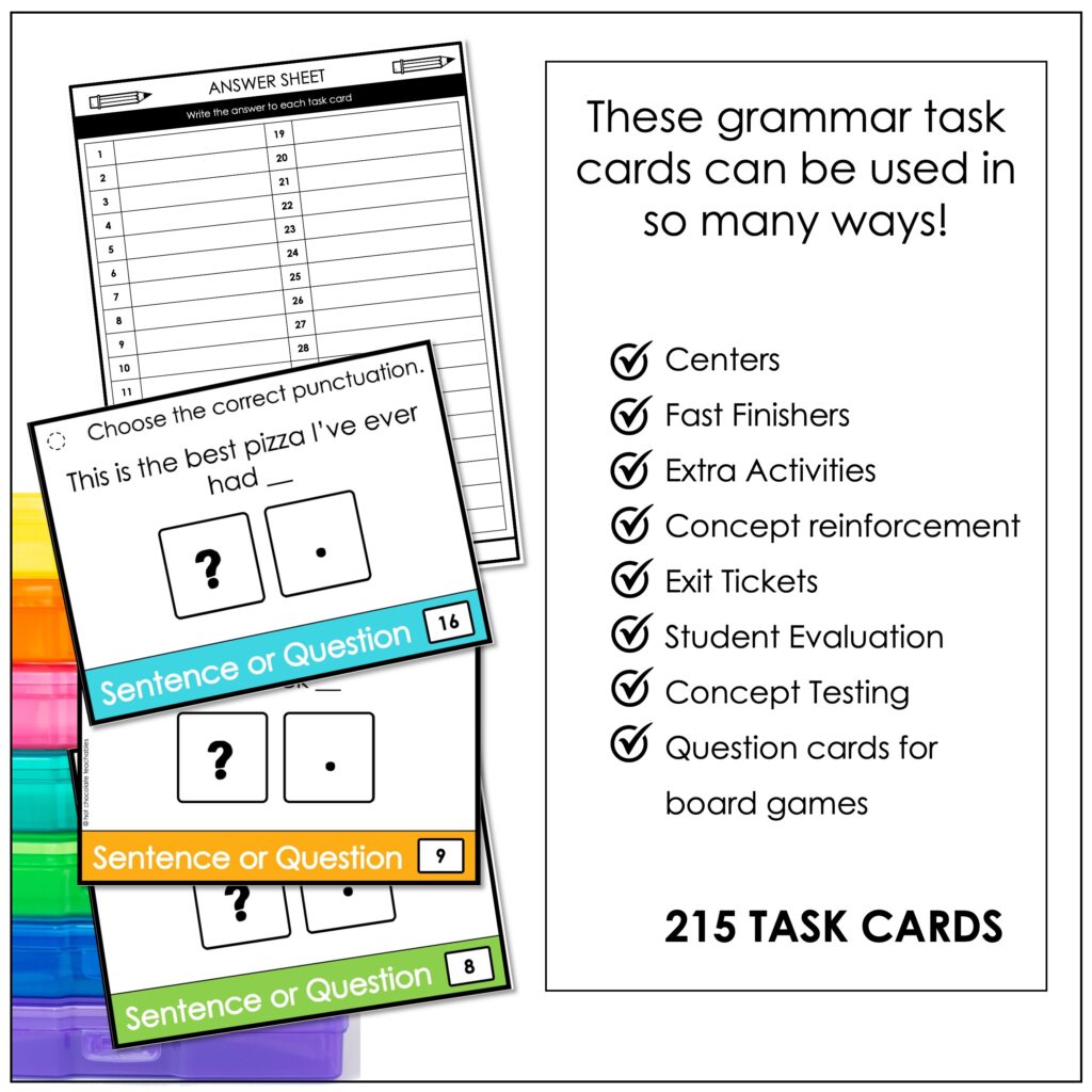 Grammar Task Cards - Beginning Concepts BUNDLE for ESL EFL ELA | Made ...