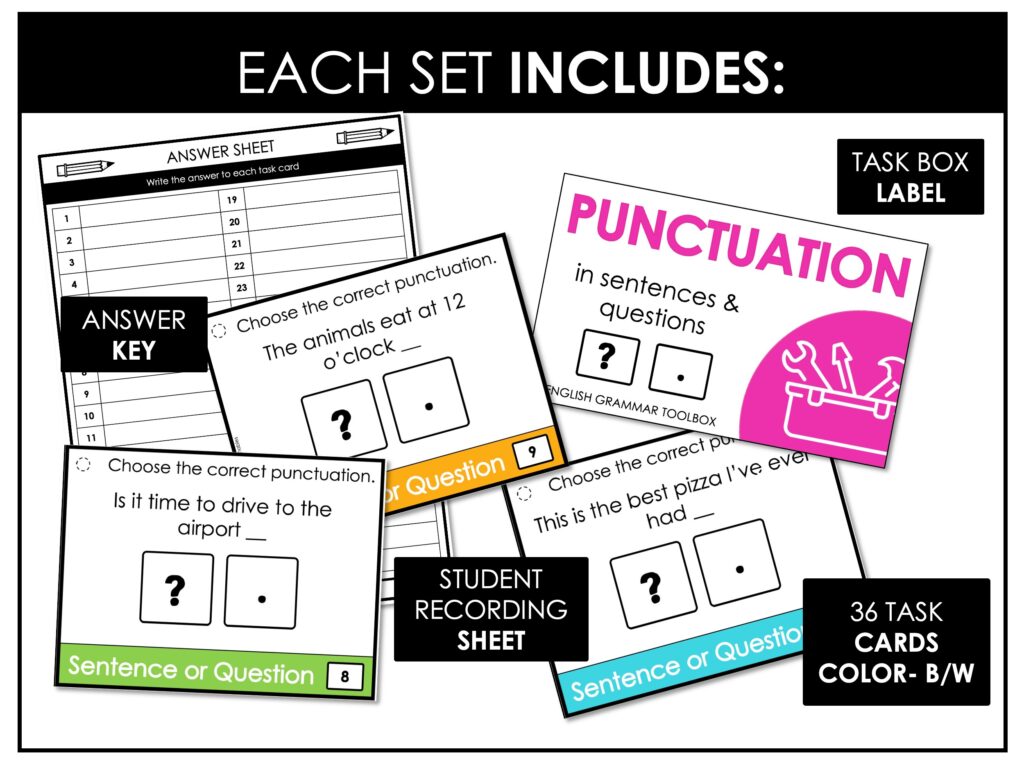 Grammar Task Cards - Beginning Concepts BUNDLE for ESL EFL ELA | Made ...