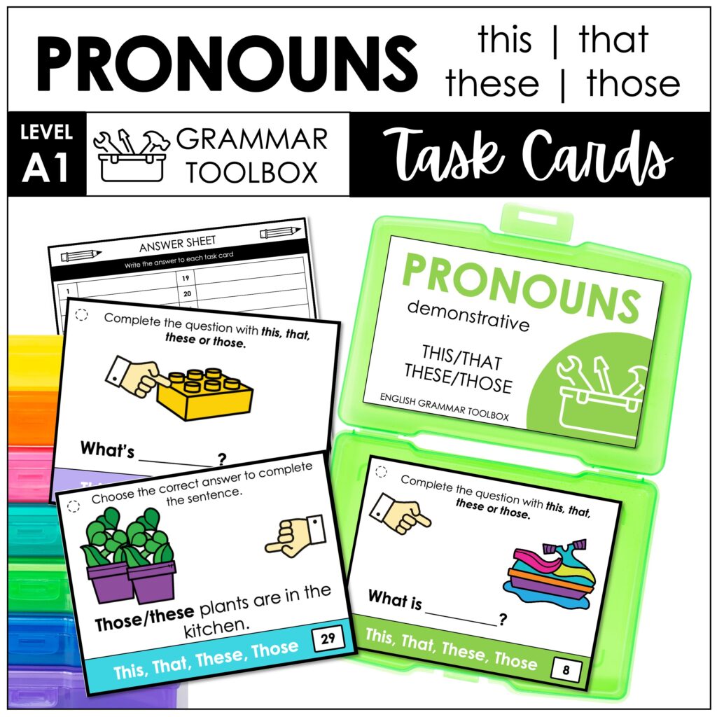 Demonstrative Pronouns THIS THAT THESE THOSE - Task Cards | Made By ...