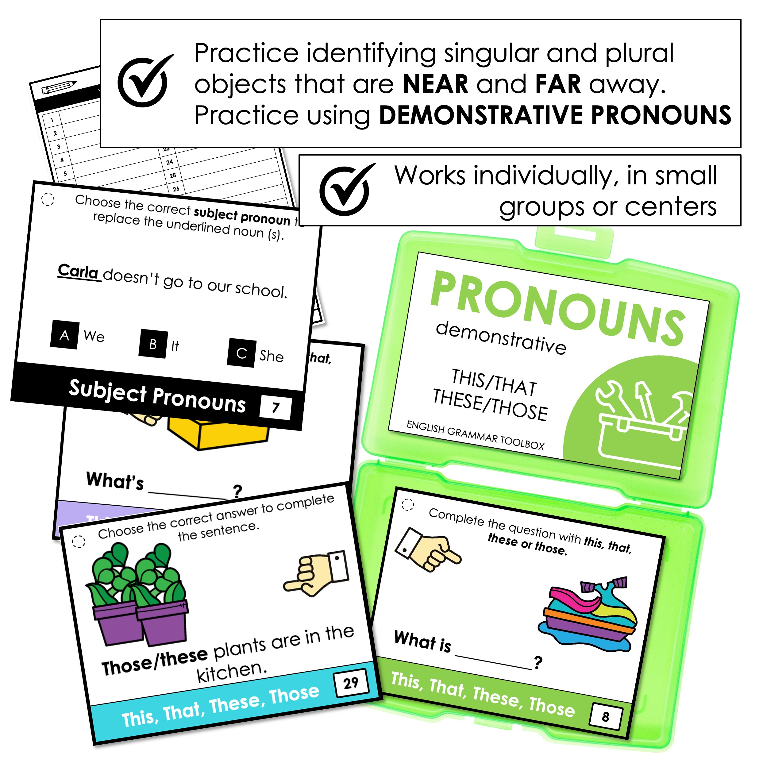 Demonstrative Pronouns THIS THAT THESE THOSE - Task Cards | Made By ...