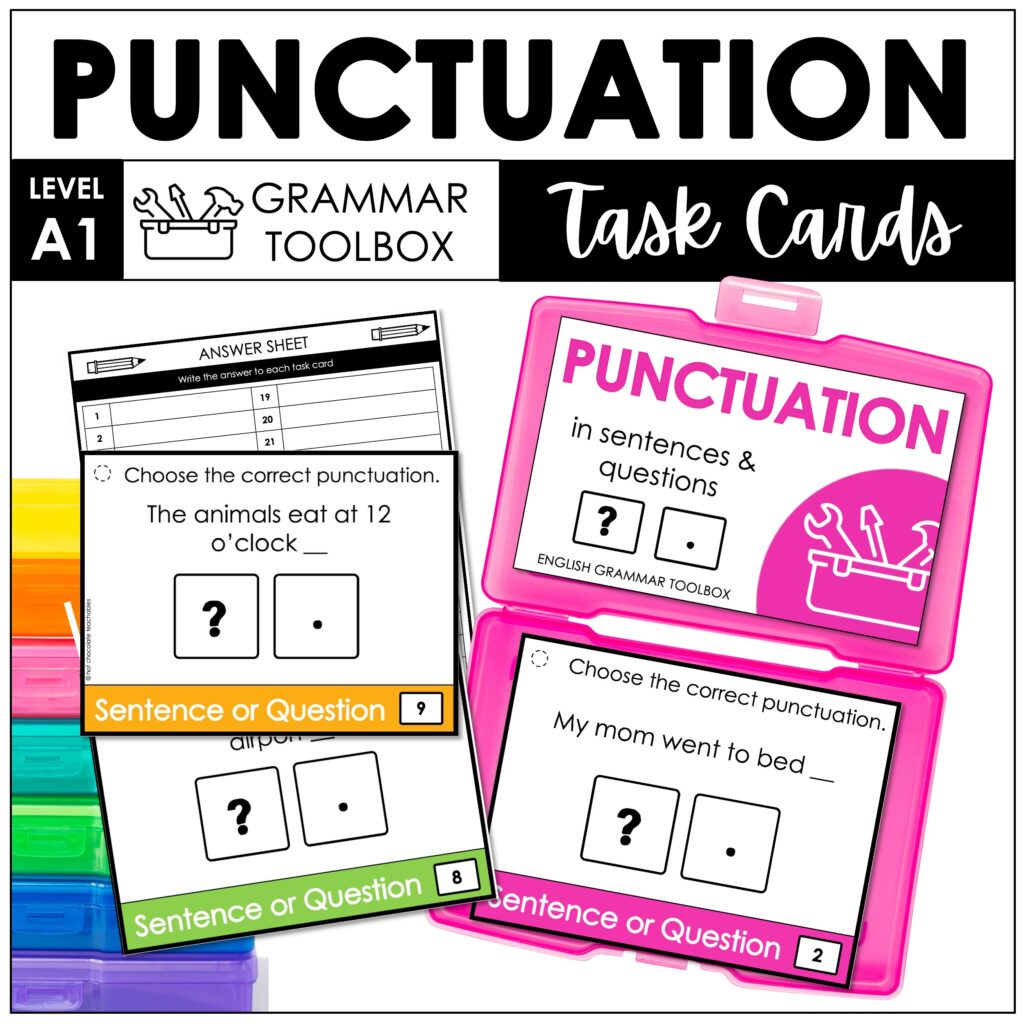 End Punctuation Task Cards - Sentences and Questions - ESL GRAMMAR ...