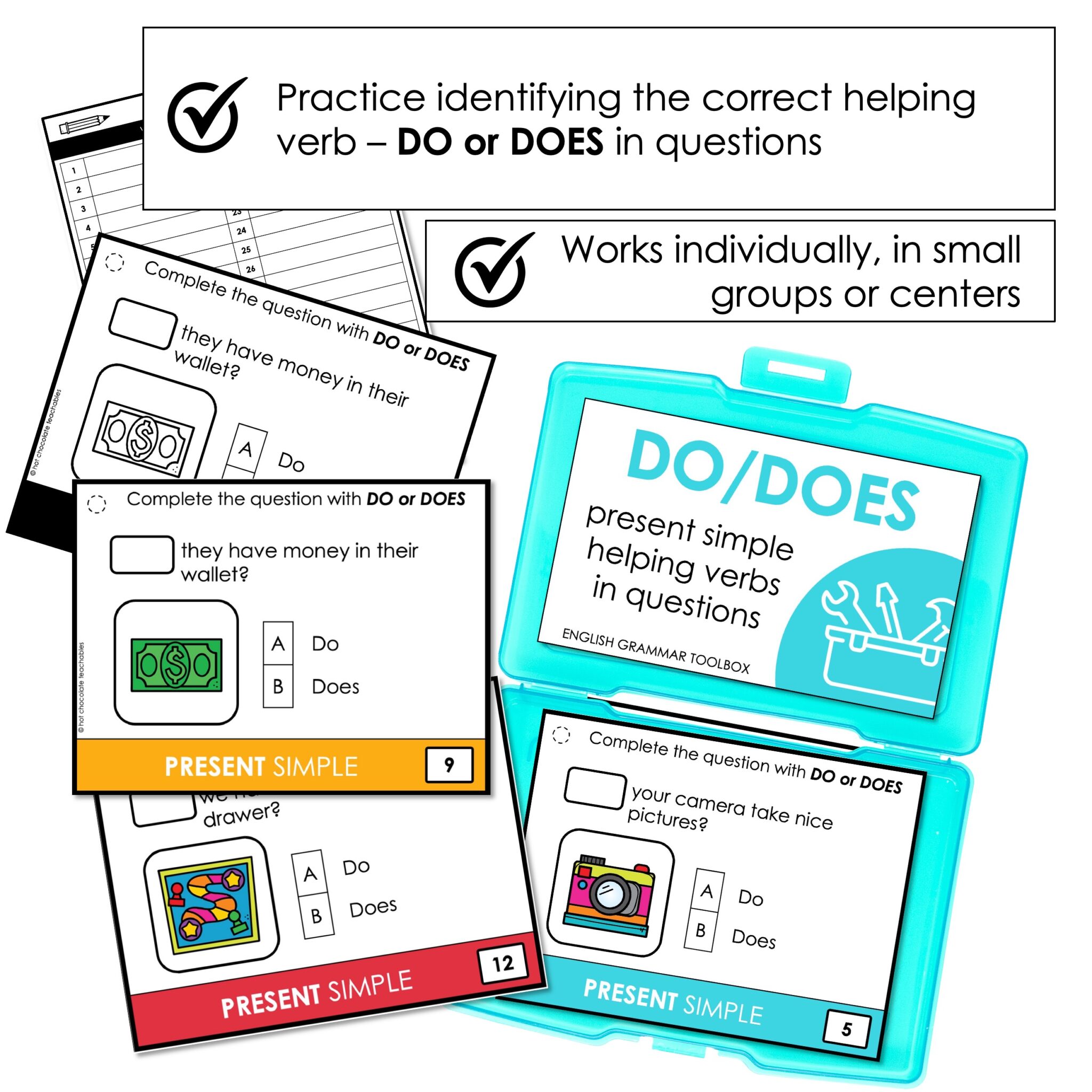 Present Simple Subject Verb Agreement : Do or Does? Task Cards ...