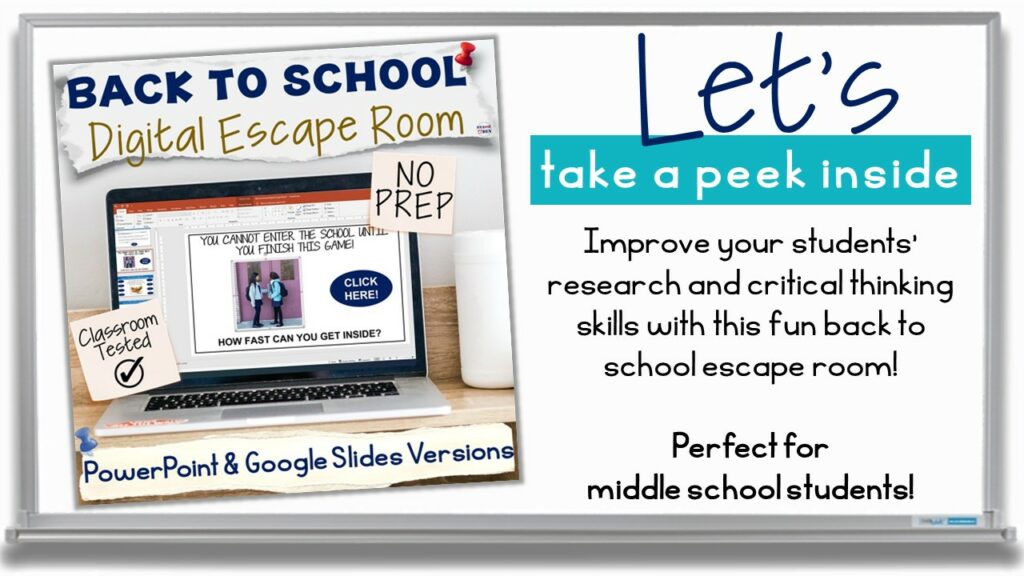 Back to School Digital Escape Room: First Week Trivia Fact Research ...