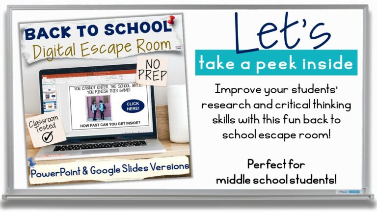 Back to School Digital Escape Room: First Week Trivia Fact Research ...