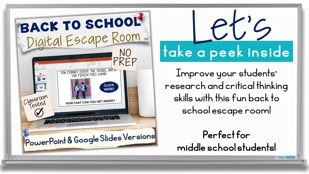 Back to School Digital Escape Room: First Week Trivia Fact Research ...