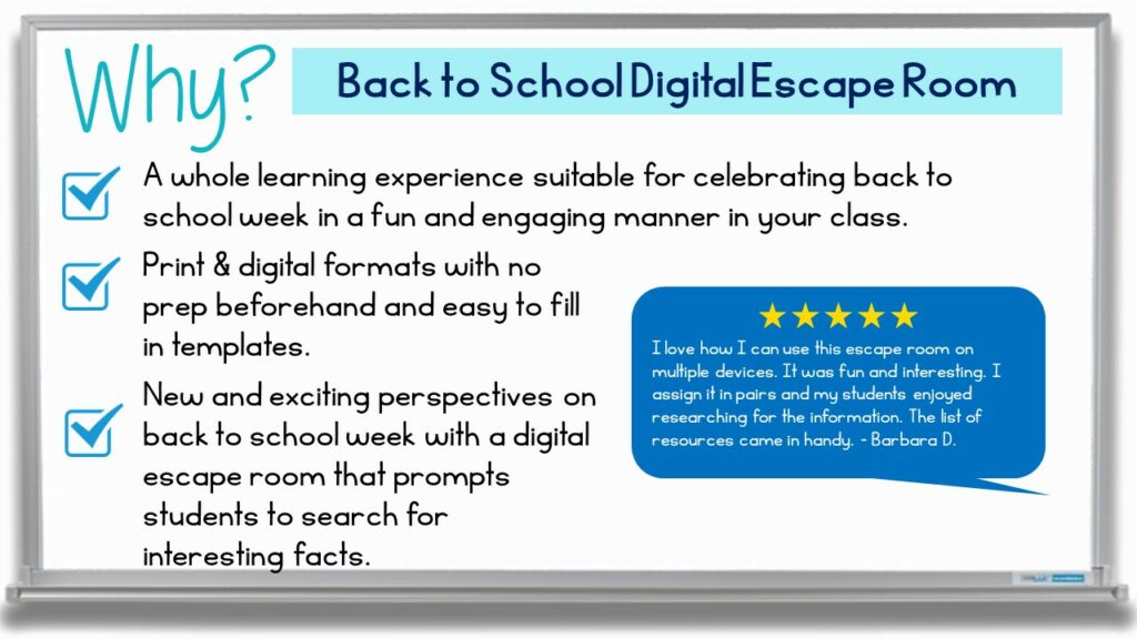 Back to School Digital Escape Room: First Week Trivia Fact Research ...