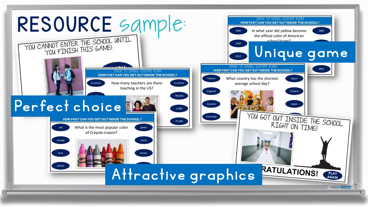 Back to School Digital Escape Room: First Week Trivia Fact Research ...