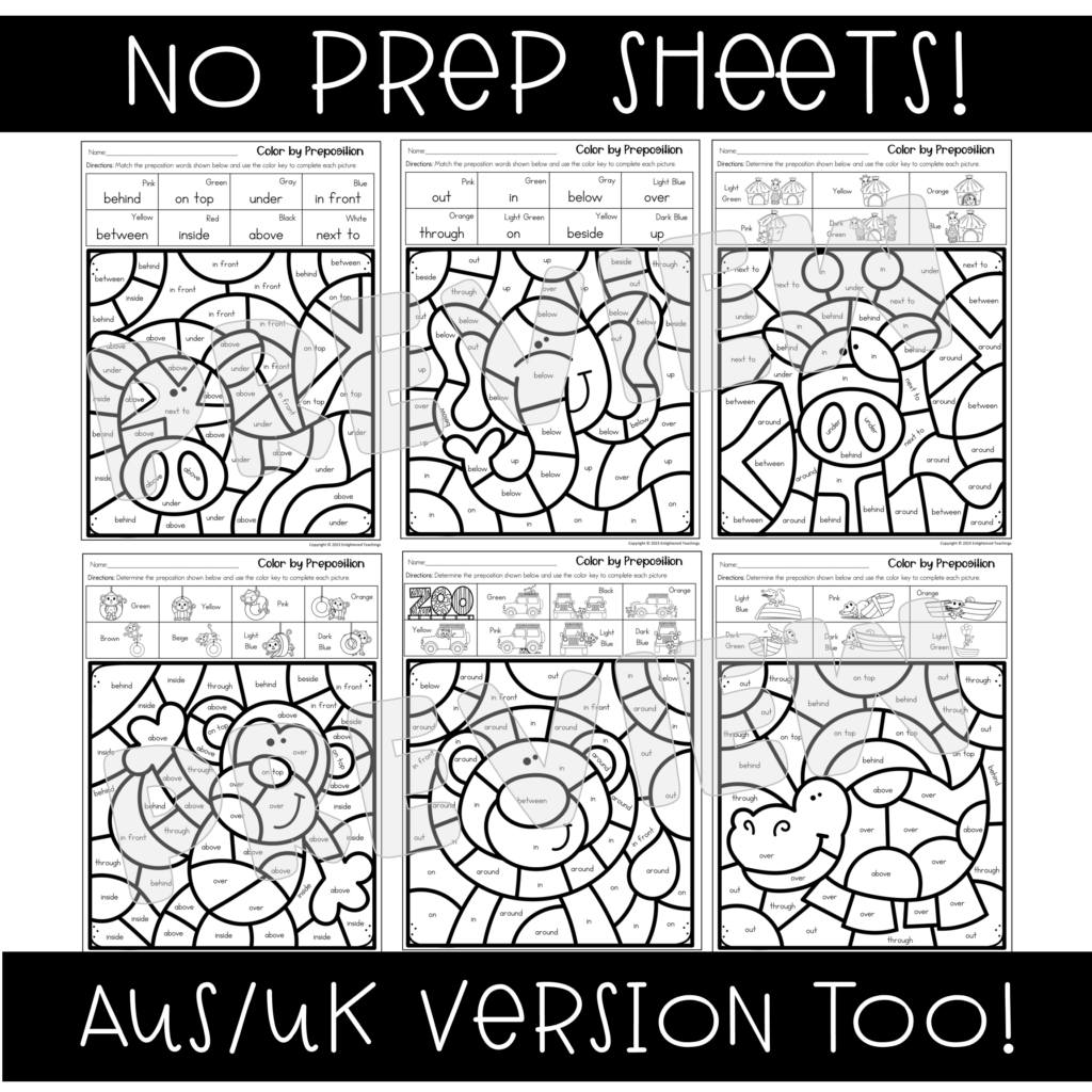Zoo Preposition Color by Code NO PREP Zoo Preposition Coloring | Made ...