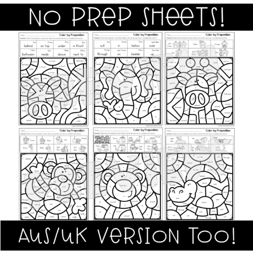 Zoo Preposition Color by Code NO PREP Zoo Preposition Coloring | Made ...