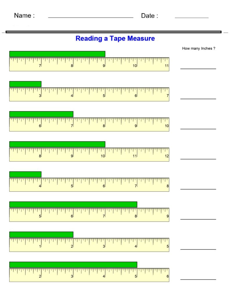 Measurement Worksheets - Reading a Tape Measure Worksheets | Made By ...