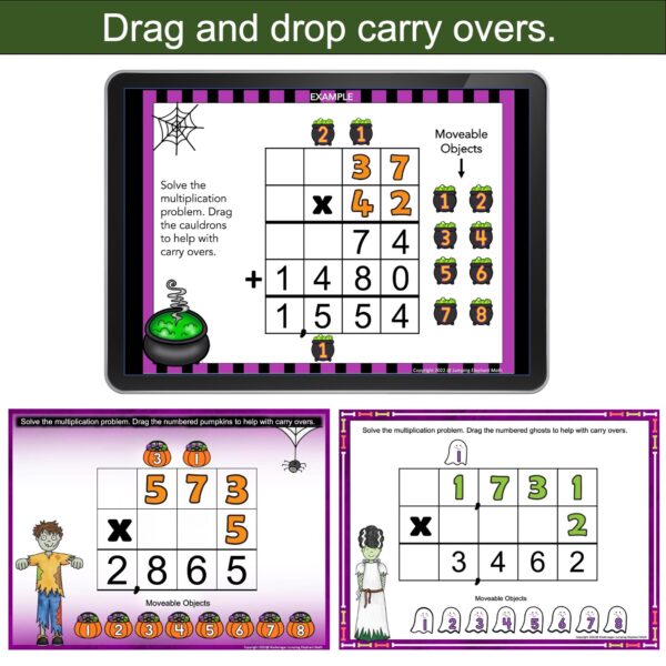 Halloween Multiplication 3x1 4x1 and 2x2 Digits Google Slides and Print ...