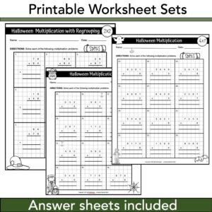 Halloween Multiplication 3x1 4x1 and 2x2 Digits Google Slides and Print ...