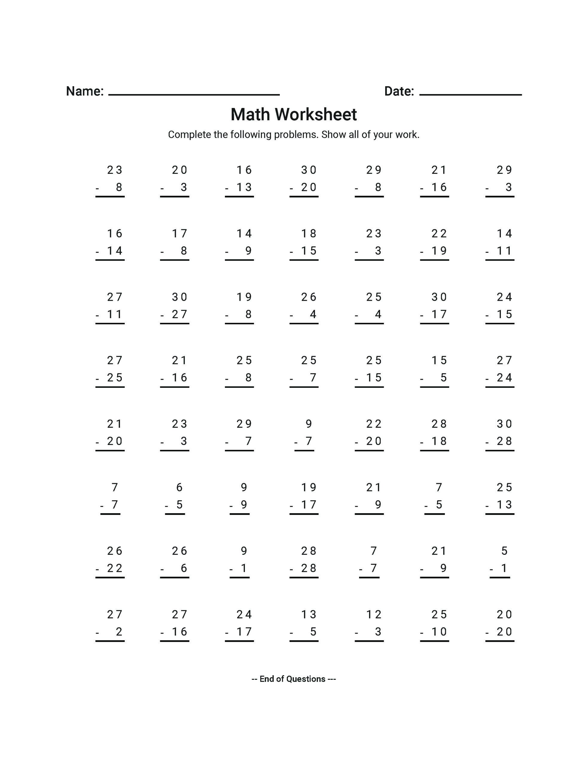 Unlock Your Child's Math Potential with Our Comprehensive Subtraction ...