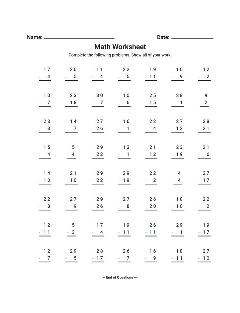 Unlock Your Child's Math Potential with Our Comprehensive Subtraction ...
