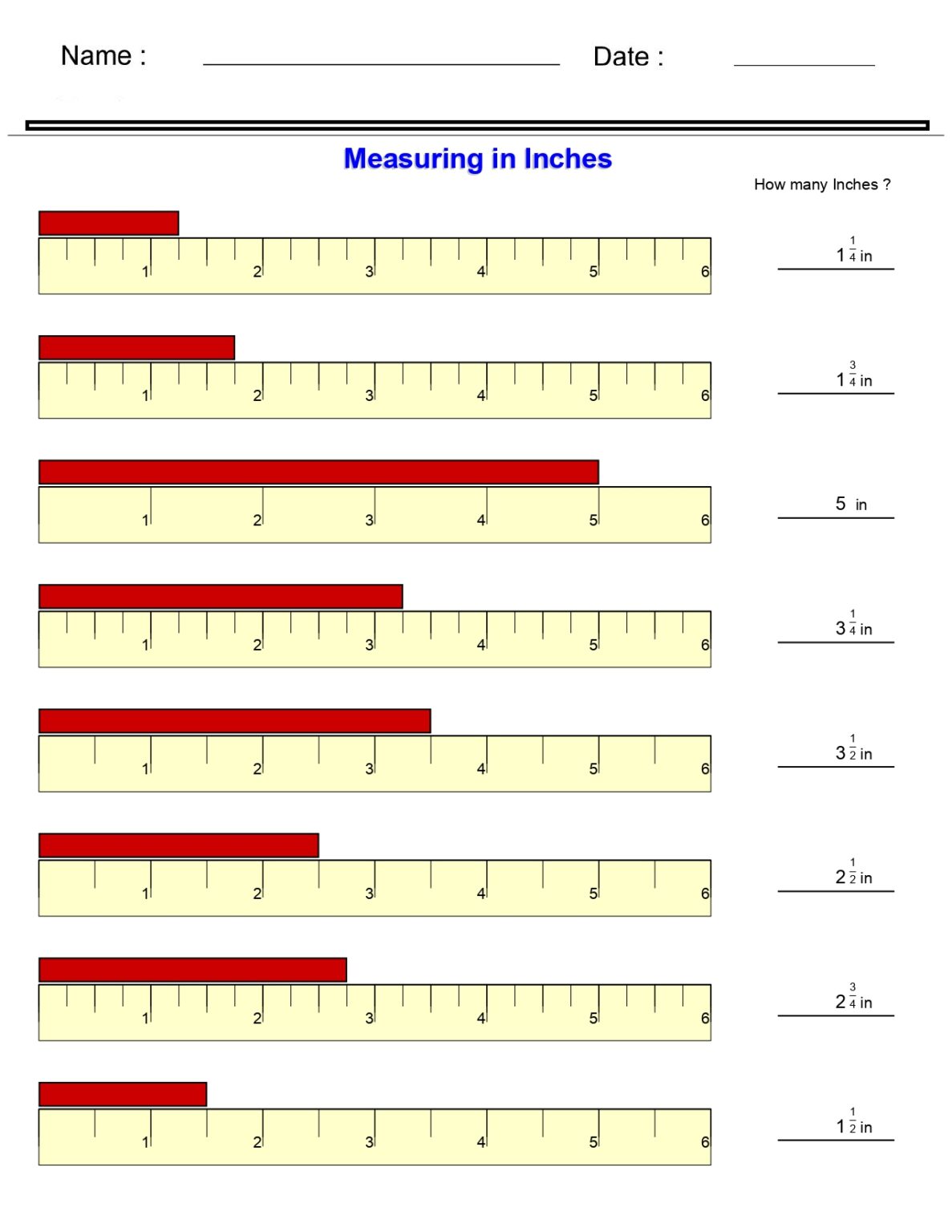 Measurement Worksheets - Measuring in Inches Worksheets | Made By Teachers