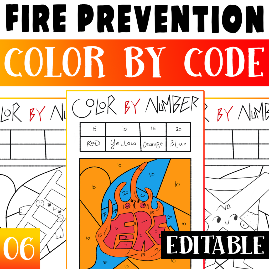 Fire Prevention Week Editable Color By Code Worksheet Activity, Color ...
